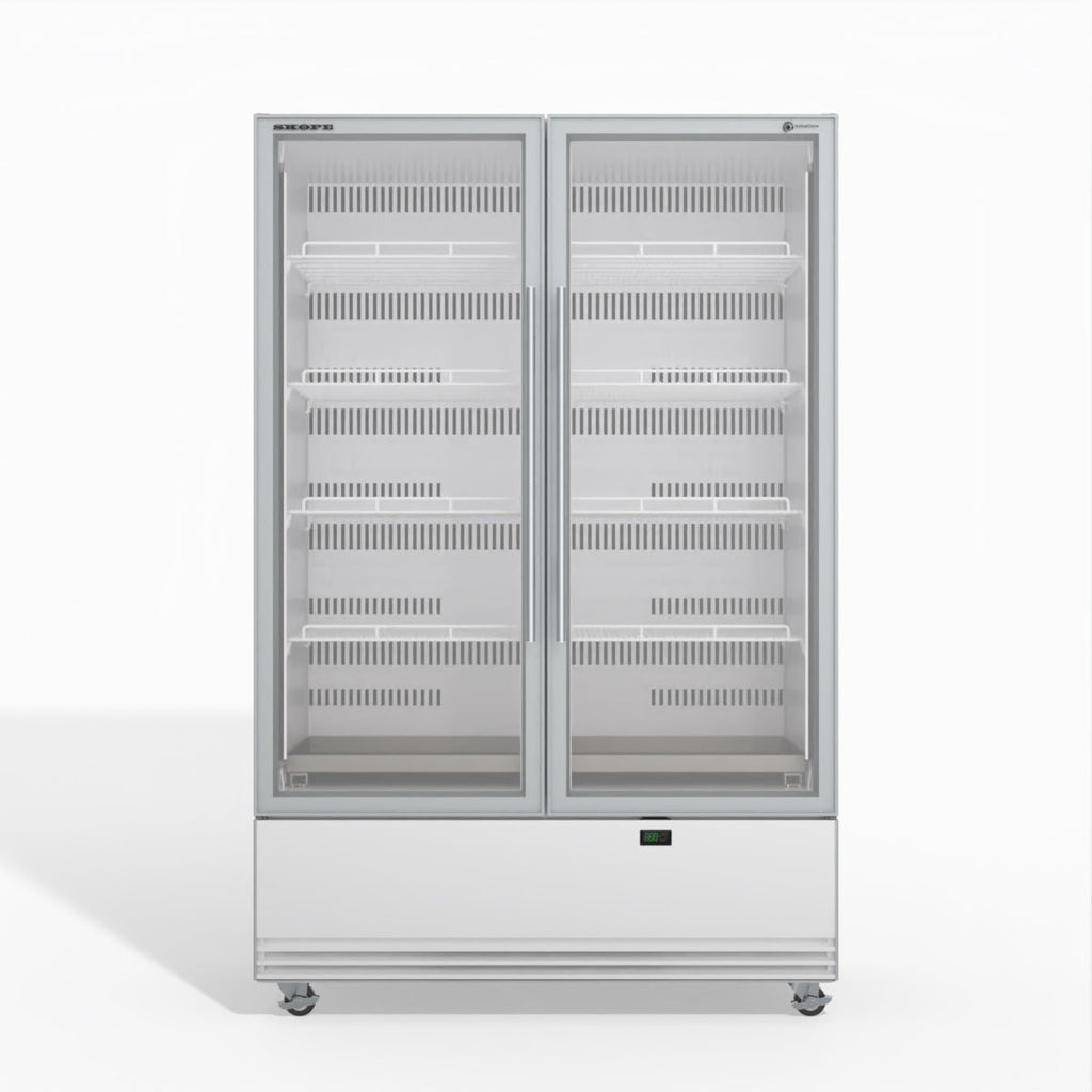 BME1200N-A 2 Glass Door Display or Storage Fridge- Skope BME1200N-A-WH ...